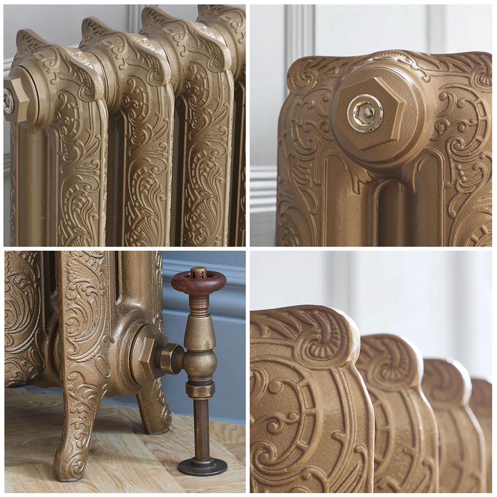Milano Beatrix - Cast Iron Radiator - 510mm Tall - Burnt Gold ...