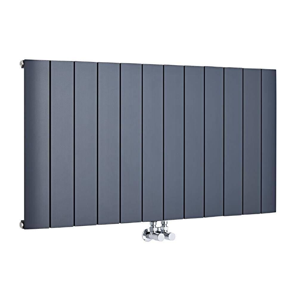 Milano Skye - Anthracite Horizontal Aluminium Designer Radiator (Single ...