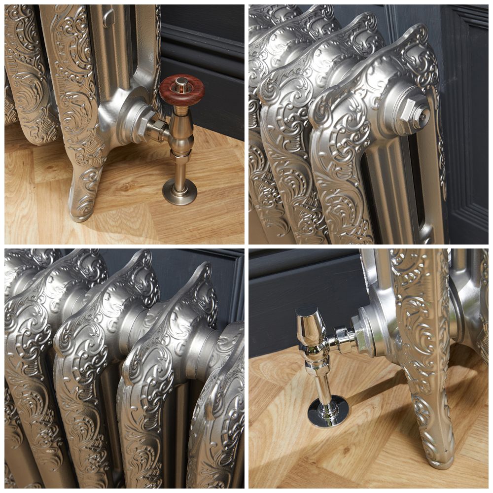 Milano Beatrix - Ornate Cast Iron Radiator - 768mm Tall - Silver ...