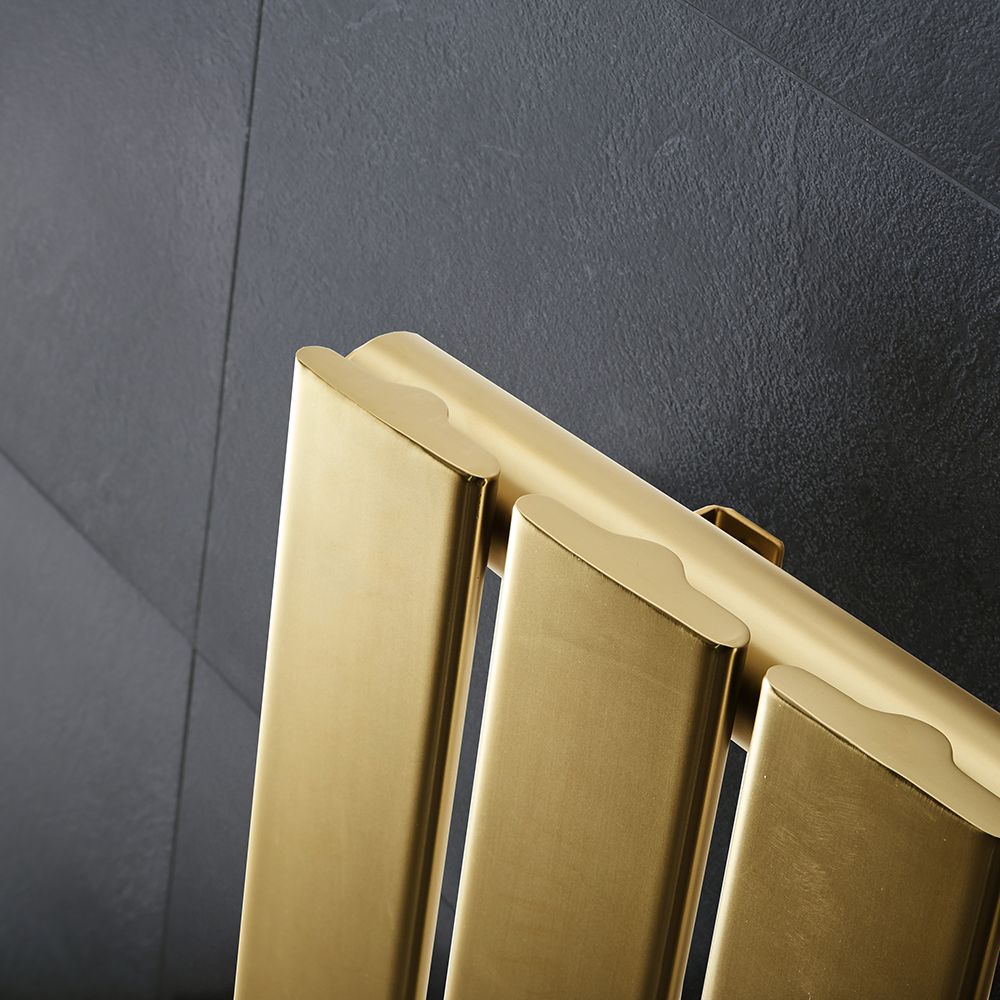 Milano Alpha - Brushed Brass Vertical Flat Panel Designer Radiator ...
