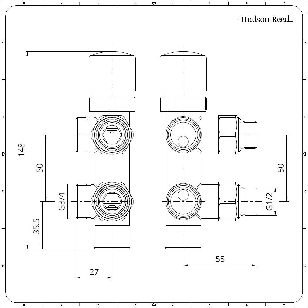 Chrome H Block Angled Valve Chrome Handwheel with 15mm Copper Adapters