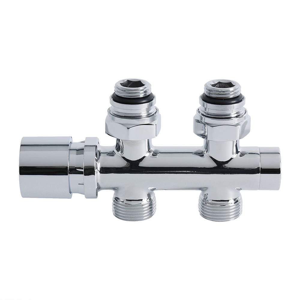 Chrome H Block Straight Valve Chrome Handwheel with 15mm Copper Adapters