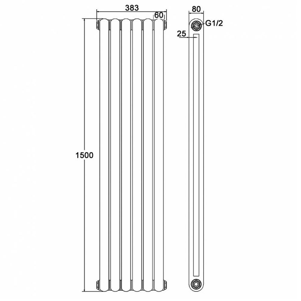 Milano Urban - Anthracite Vertical Double Column Radiator 1500mm x 383mm