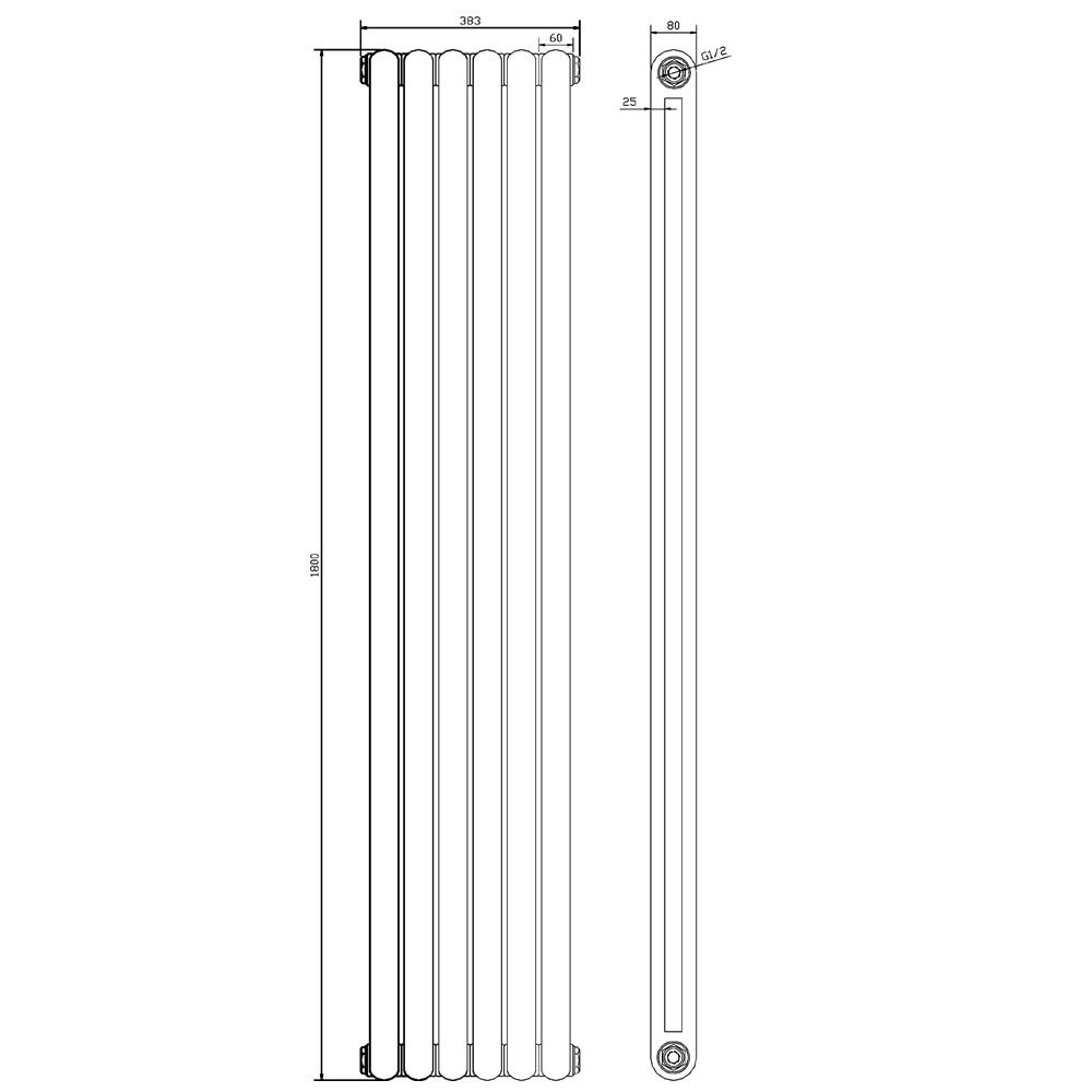 Milano Urban - Anthracite Vertical Double Column Radiator 1800mm x 383mm