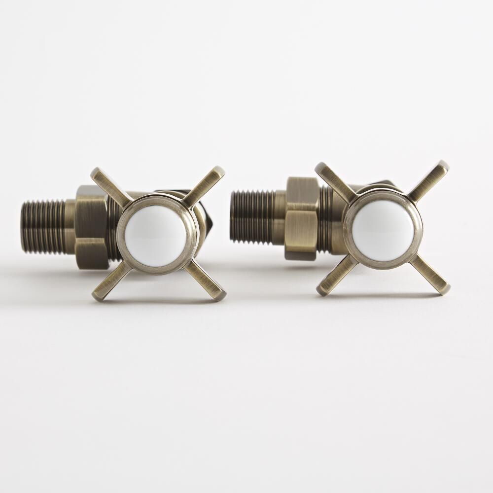 Milano - Traditional Brushed Brass Angled Radiator Valves (Pair)
