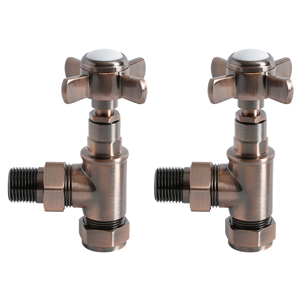 Milano - Traditional Brushed Bronze Angled Radiator Valves (Pair)