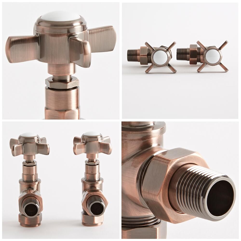 Milano - Traditional Brushed Bronze Angled Radiator Valves (Pair)