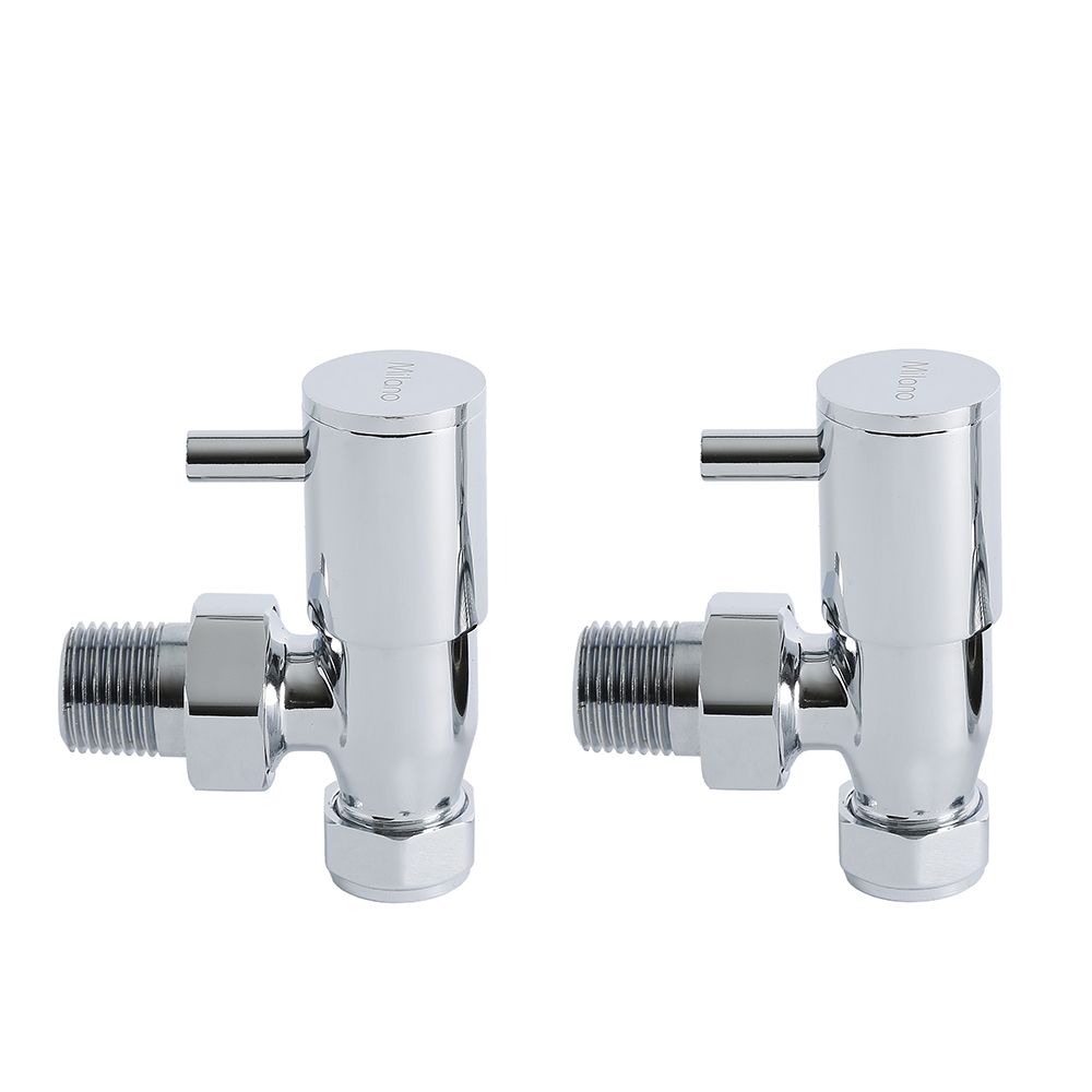 Milano - Minimalist Chrome Angled Radiator Valves (Pair)