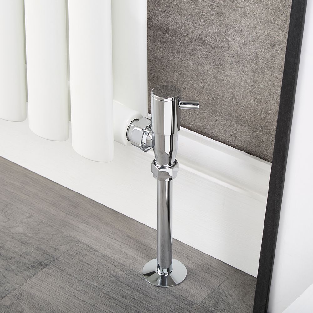Milano - Minimalist Angled Radiator Valve and Pipe Set - Chrome