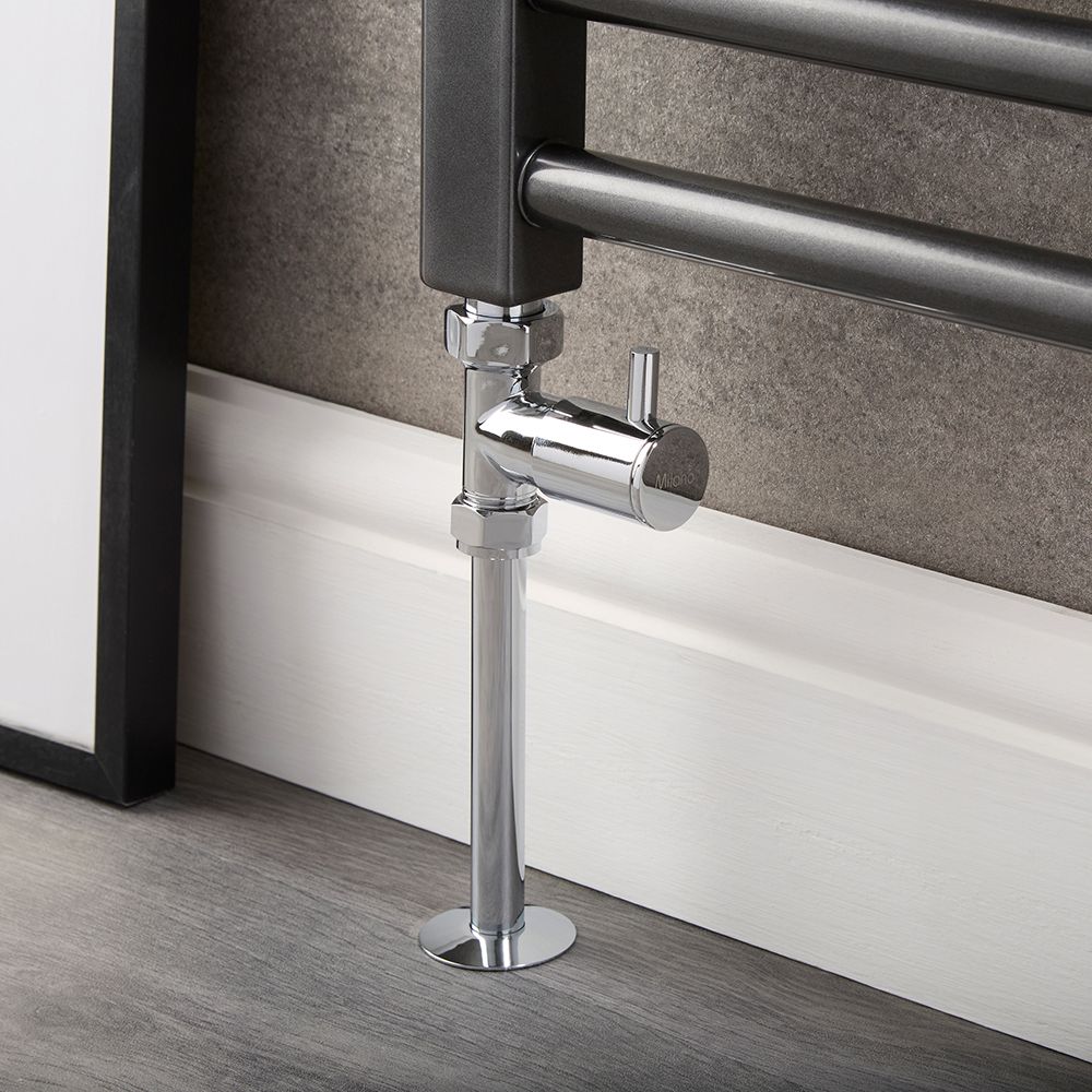 Milano - Minimalist Straight Radiator Valve and Pipe Set - Chrome