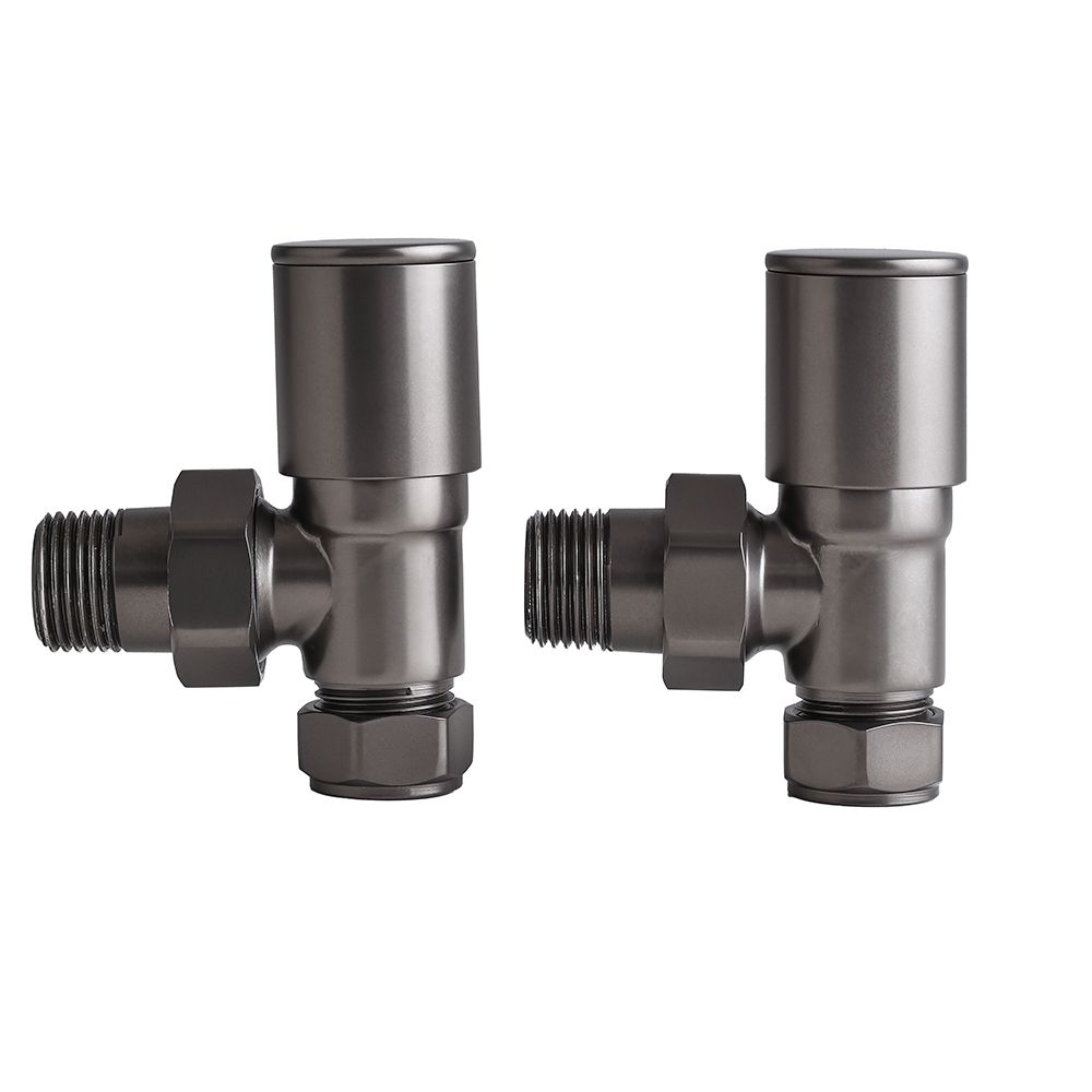 Milano - Modern Gun Metal Grey Angled Radiator Valves - Pair