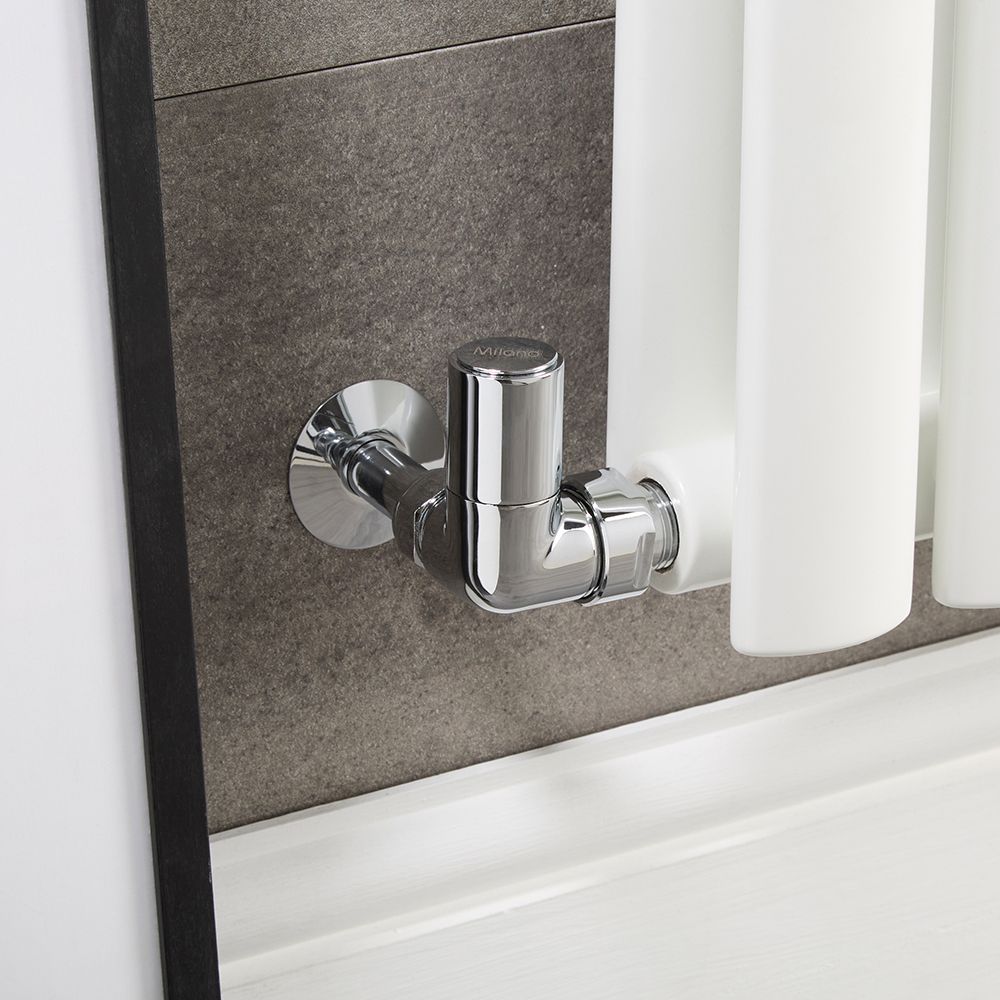Milano - Modern Corner Radiator Valve and Pipe Set - Chrome