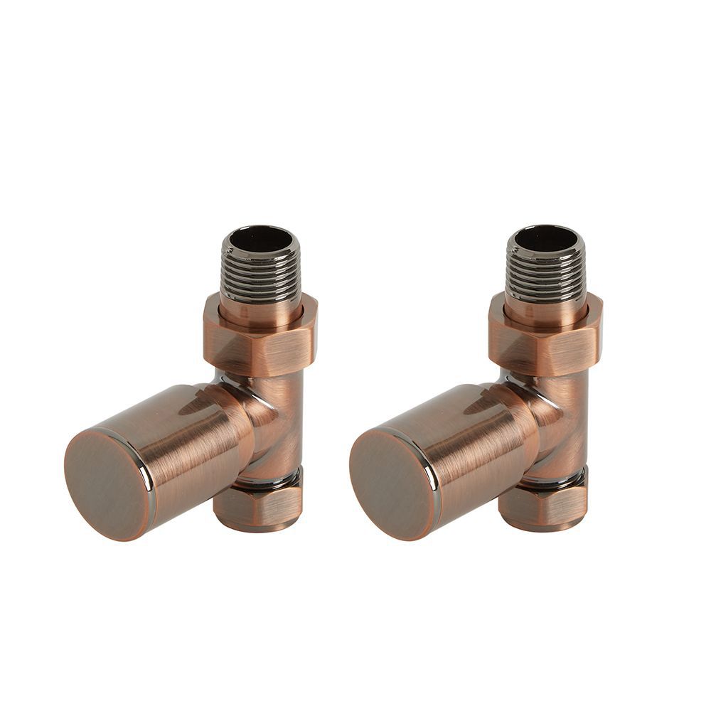 Milano - Modern Straight Radiator Valve and Pipe Set - Brushed Bronze