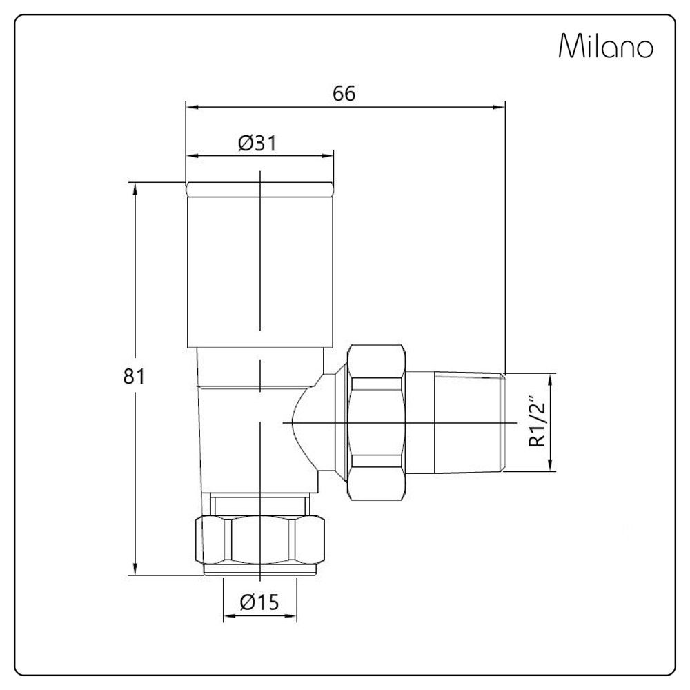 Milano - Modern Brushed Brass Angled Radiator Valves