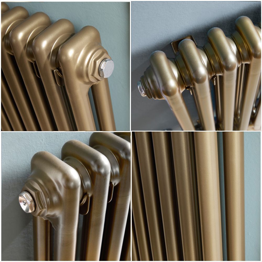 Milano Windsor - Natural Brass Traditional Vertical Double Column ...