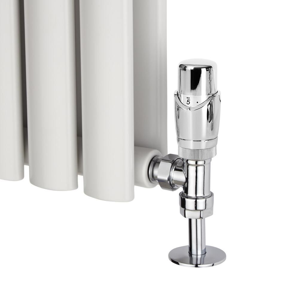 Chrome Radiator Valve with Chrome TRV & 15mm Copper Adapters