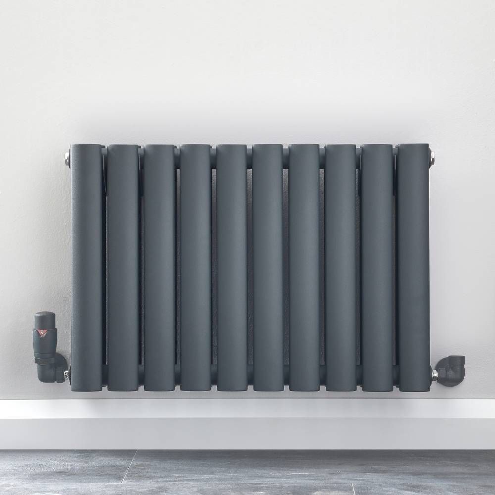 Milano - Anthracite Thermostatic Corner Radiator Valve and Lockshield