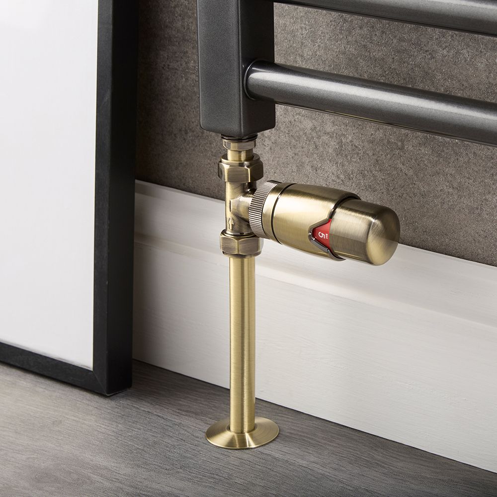 Milano - Modern Thermostatic Straight Radiator Valve and Pipe Set ...