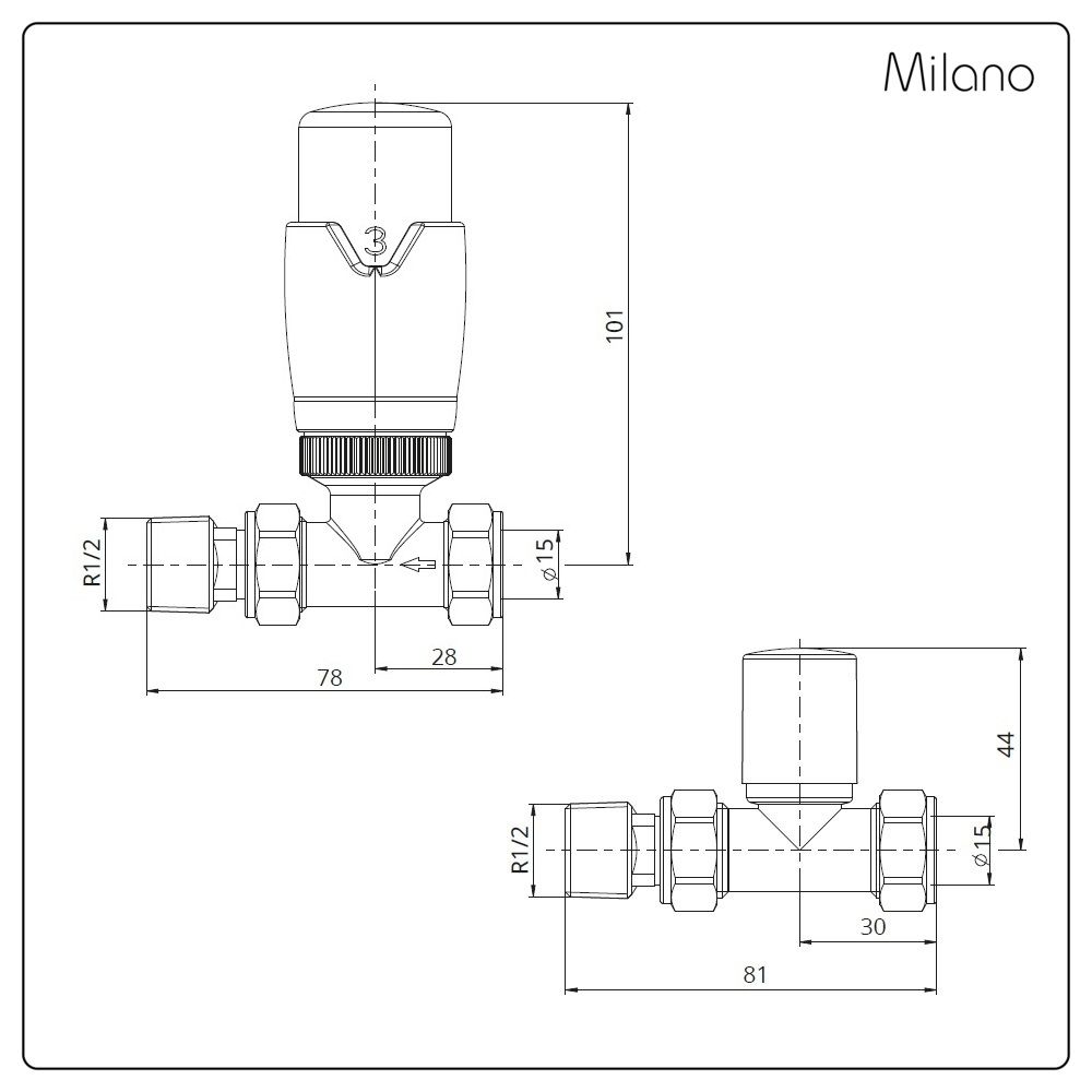 Milano - Modern Anthracite Thermostatic Straight Radiator Valve and ...