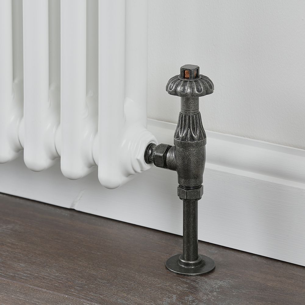 Milano Windsor - Pewter Thermostatic Antique Style Angled Radiator ...