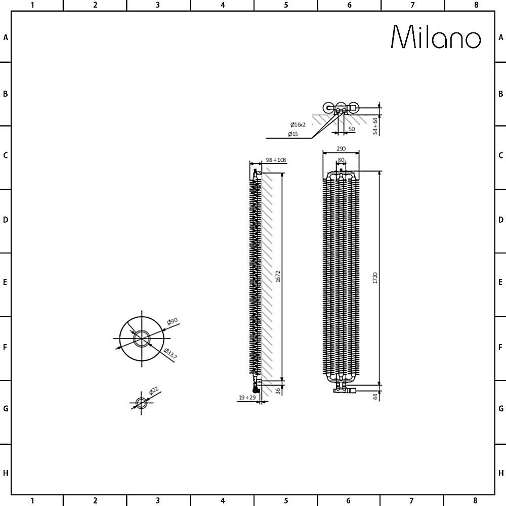 Terma Ribbon - Silver Matt Vertical Designer Radiator 1720mm x 290mm