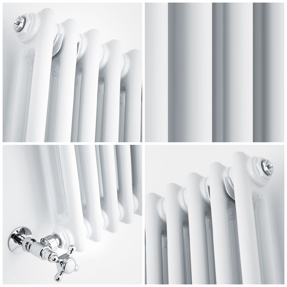 Milano Windsor - Horizontal Double Column White Traditional Cast Iron ...