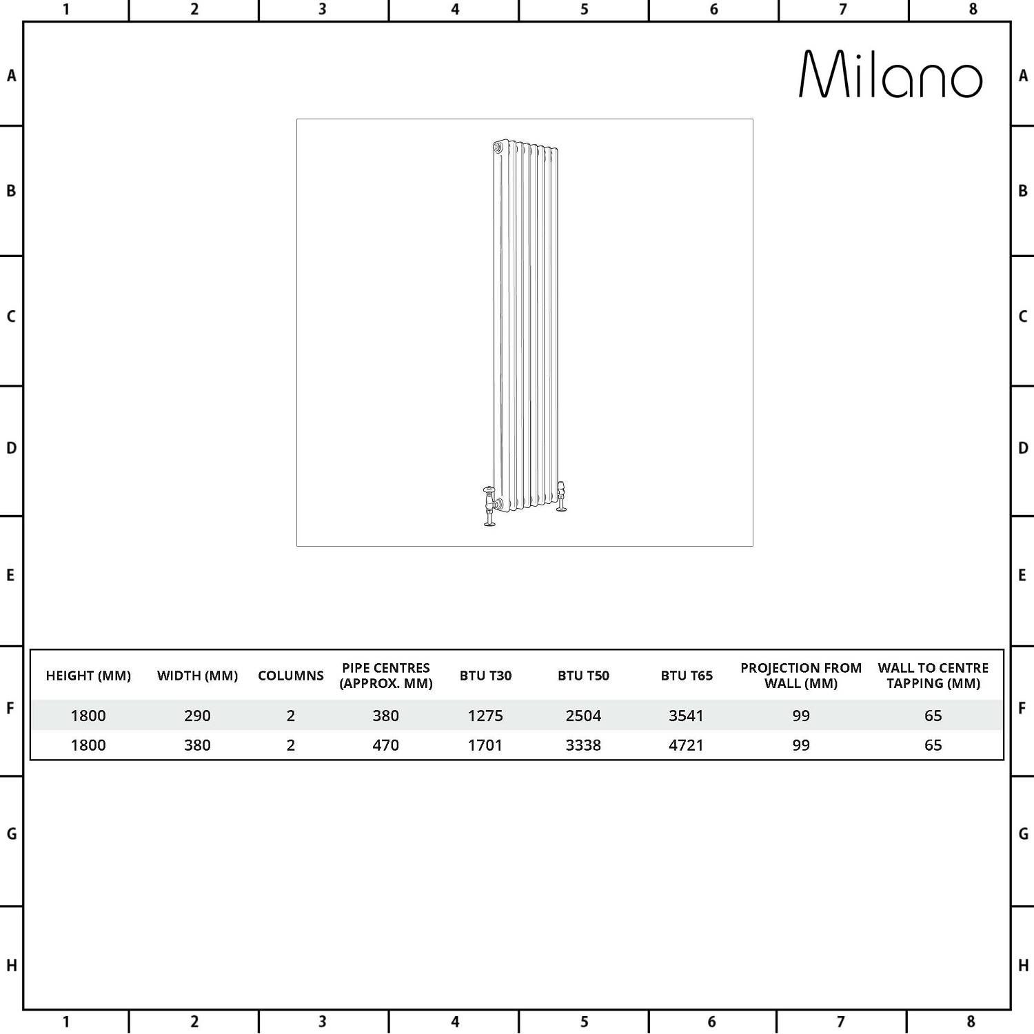 Milano Windsor - Black 1800mm Traditional Vertical Double Column ...