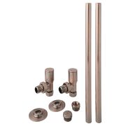 Milano - Modern Straight Radiator Valve and Pipe Set - Brushed Bronze